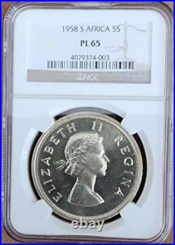 South Africa 1958 5 Shilling Crown NGC PL65 | South Africa Silver